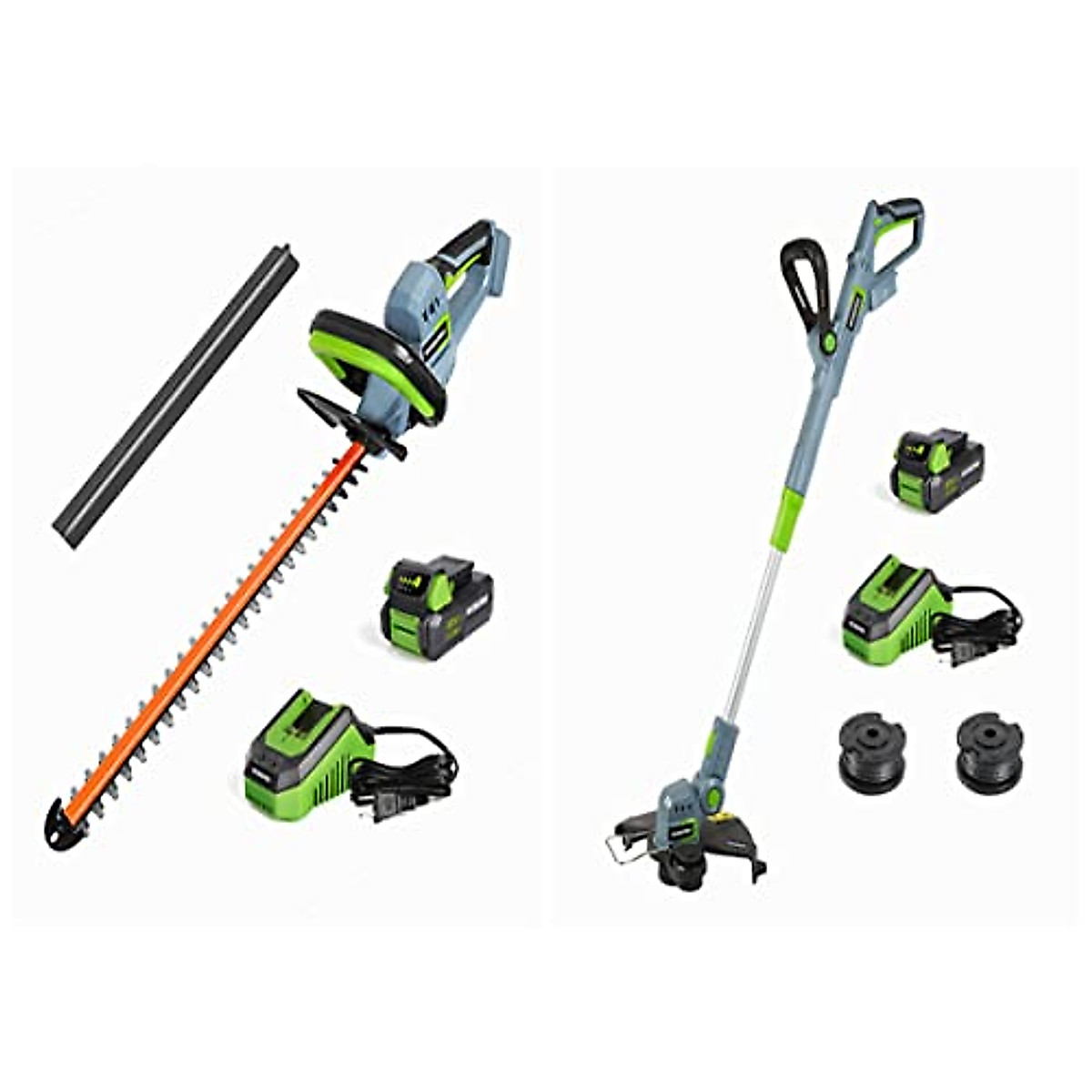 WORKPRO 20V Cordless Hedge Trimmer and Cordless String Trimmer, 2-Piece 2.0Ah Batteries and Fast Chargers