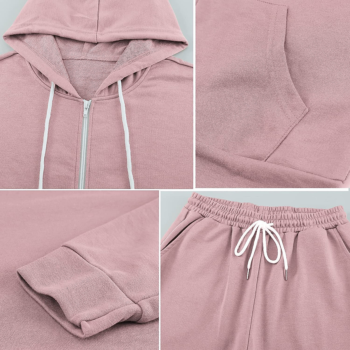 Fixmatti Women Sweat Suits with Zip up Hoodie 2 Piece Outfits Active Jogger Set Tracksuit Pink S