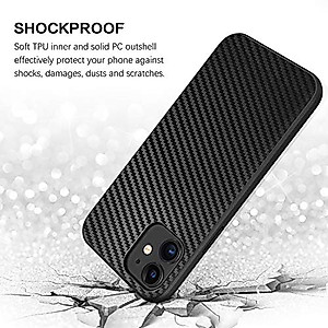 BENTOBEN Campatible with iPhone 12 Case and iPhone 12 Pro Case 6.1 inch (2020),Slim Thin Shockproof Protective Hybrid Hard PC Soft TPU Bumper Drop Protection Boys Men Phone Covers, Black/Carbon Fiber