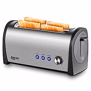 Long Slot Toaster 4 Slice, Stainless Steel Retro Toasters Best Rated Prime with 1.25" Extra Wide Slot and Defrost/Reheat/Cancel Function/6 Browning Settings/Removable Crumb Tray/Evenly Toasting, 1300W