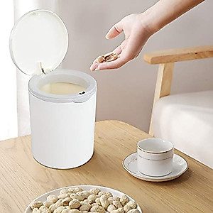 Asking 0.5 Gallon Mini Plastic Desktop Waste Can, Tiny Push Button Trash Can, White