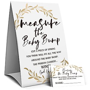 Muruseni Measure Mommy's Belly, Baby Shower Game Pack, 50 Guessing Cards, 7 x 5 Inches