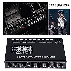 Facmogu 7-Band Car Audio Equalizer, Adjustable 7 Bands EQ Car Amplifier Graphic Equalizer with CD/AUX Input Select Switch, Front/Rear + Sub Output, for Boat RV RTV Motorcycle Car Stereo Tone Control