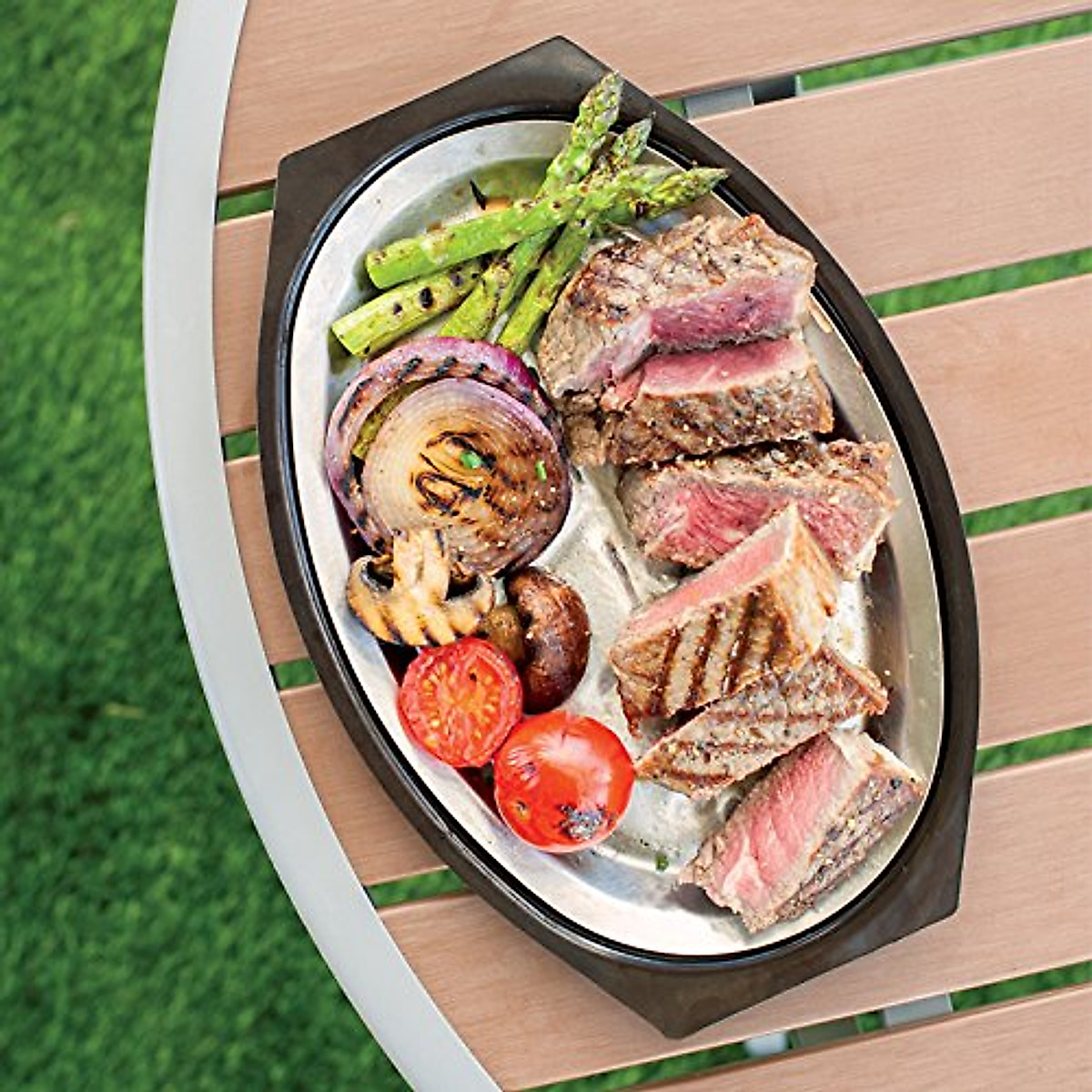 Nordic Ware 365 Indoor/Outdoor Sizzling Steak Server, Silver