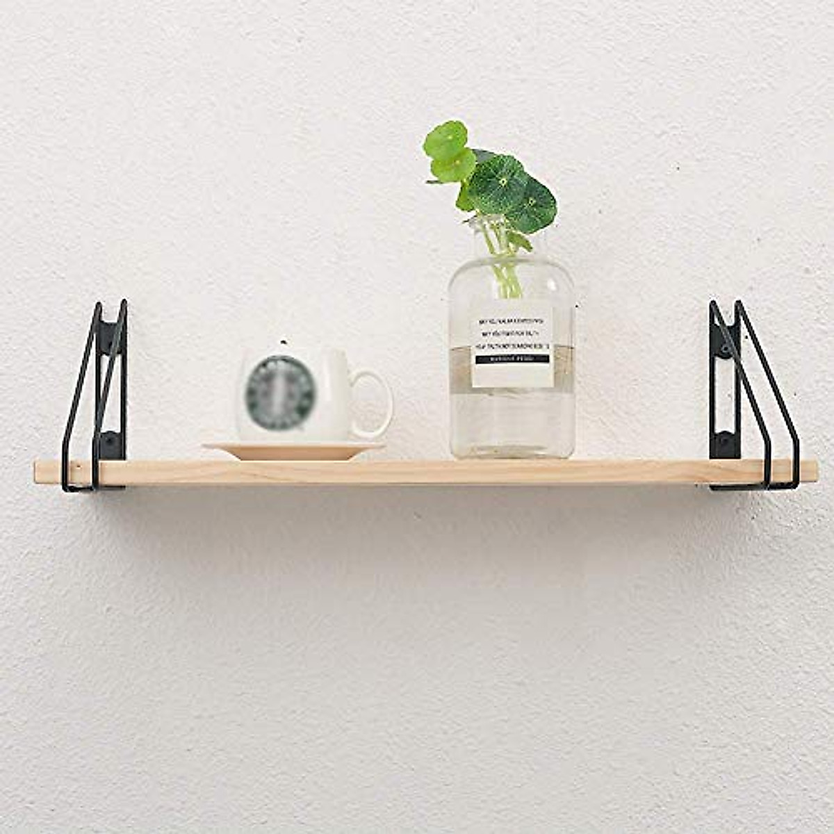 PIBM Stylish Simplicity Shelf Wall Mounted Floating Rack Shelves Solid Wood Metal Bracket Bookshelf Simple Modern Living Room Clothing Store Coffee Shop,5 Sizes, a ,