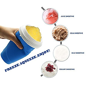 Slushy Cup Slushie Cup Maker, Slushy Maker Cup Magic Frozen Squeeze Ice Cup Tiktok Cool Stuff,Slushie Cups with Lids And Straws,Slush Cup Summer Homemade DIY Smoothies Slushies Cups Slushy Machines (blue)