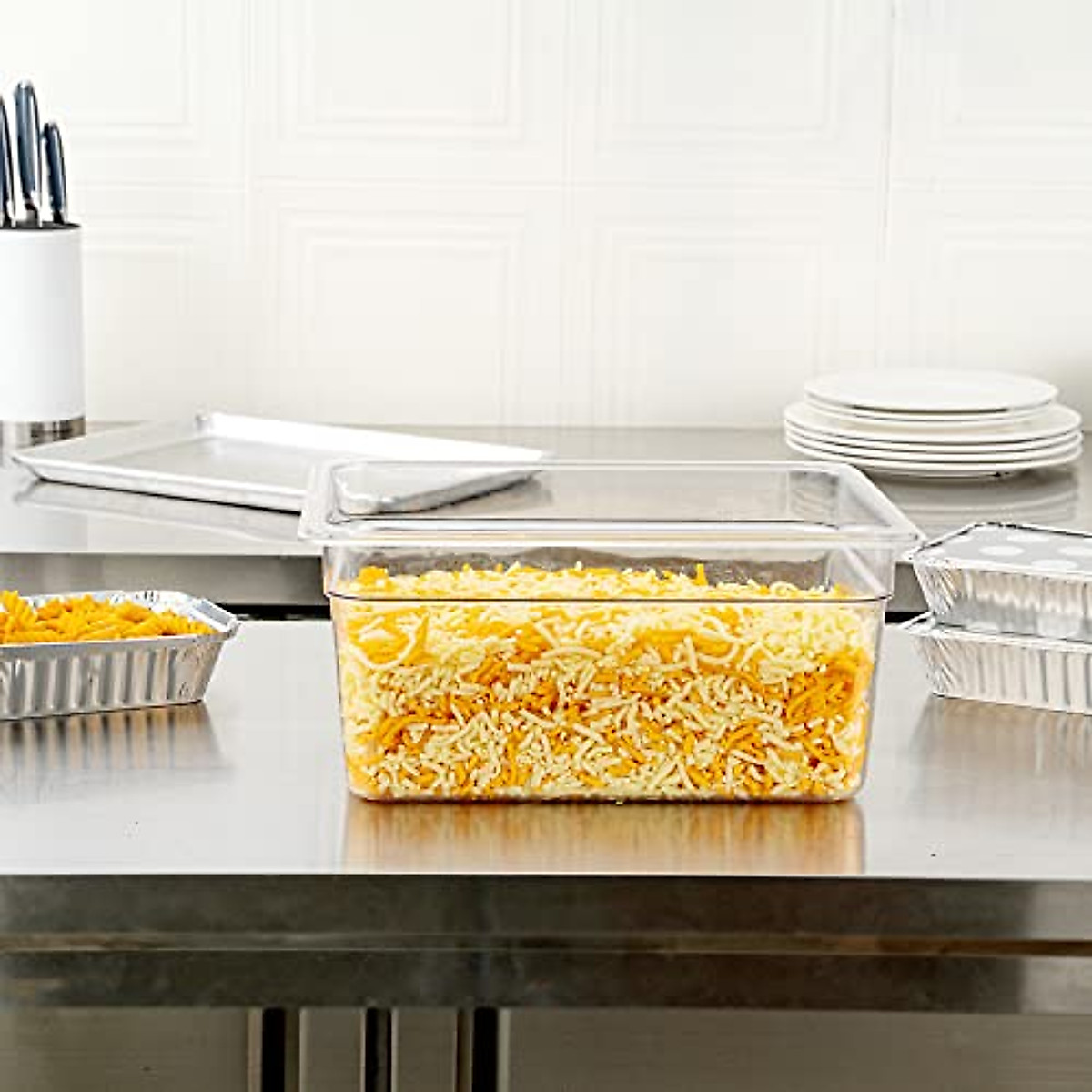 Restaurantware Met Lux 1/2 Size Food Storage Container 1 6 Inch Deep Proofing Box - Rectangle Graduated Measurements Clear Plastic Food Grade Storage Container Dishwashable Lids Sold Separately