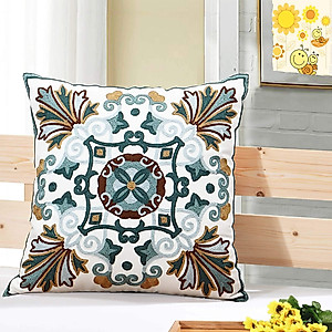 Onelsong Decorative Pillow Covers for Couch Living Room 18x18 inches Set of 2 Embroidery Square Boho Throw Pillows Cover for Sofa Chair Bed