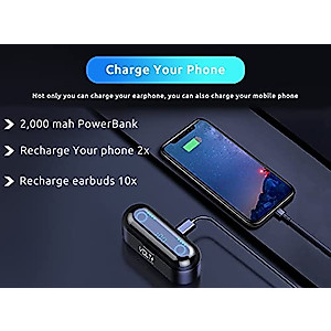 Volt Plus TECH Wireless V5.0 Bluetooth Earbuds Compatible with Lenovo Tab P11 Pro LED Display, Mic 8D Bass IPX7 Waterproof/Sweatproof (Black)