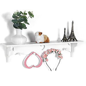 STARNOONTEK Hollowed Love Shape Wall Shelf,23inch White PVC Wood-Plastic Board Wall Mounted Floating Shelf Hanging Storage Rack for Kitchen Living Room Organizer