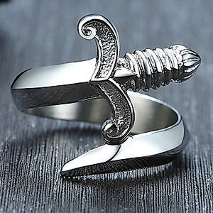 Jude Jewelers Stainless Steel Knift Dagger Style Cocktail Party Biker Ring (Silver, 10)