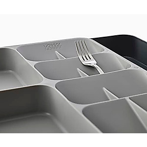 Joseph Joseph Blox 10 Piece Grey Plastic Storage Trays and DrawerStore Expandable Kitchen Drawer Organizer for Utensils, Cutlery, and Gadgets
