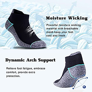 Kodal Copper Ankle Socks, Athletic Low Cut Running Socks for Men Women, Moisture Wicking, Odor Control, Breathable for Sweaty Feet (4 Pairs)