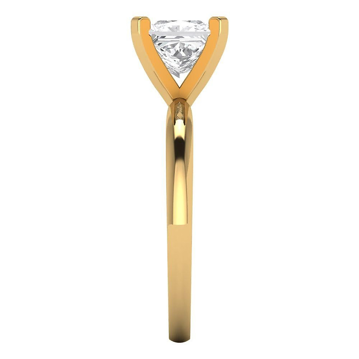 1.5 Ct Brilliant Princess Cut Clear Simulated Diamond 14K Yellow Gold Solitaire Engagement Bridal Anniversary Ring Size 5.25