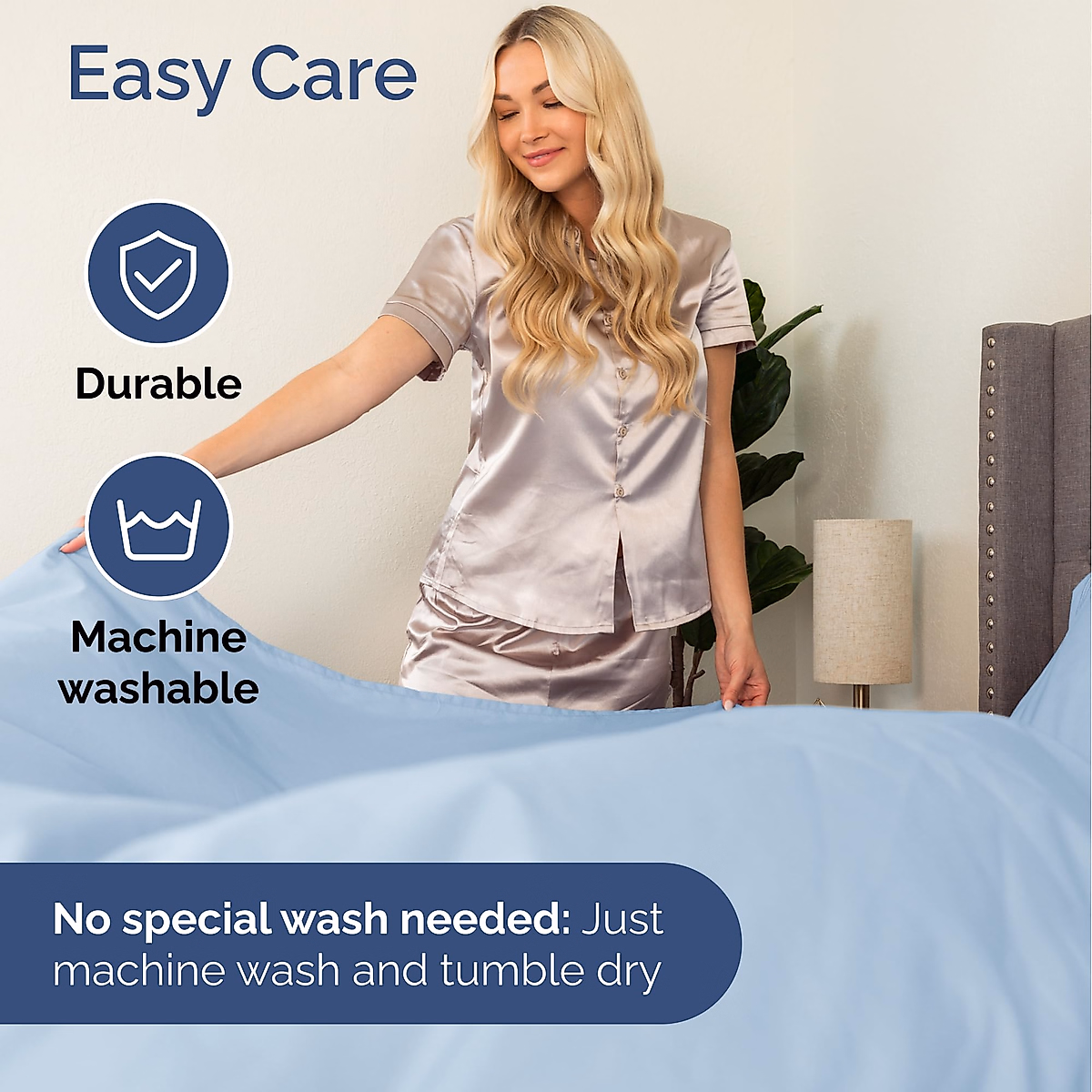 CGK Unlimited Sky Blue Sheet Set with Duvet (Queen Size) - Bed Set Includes Fitted Sheet, Flat Sheet, Duvet Cover & Pillow Cases/Shams - Bedding Set - Breathable Bed Duvet Set