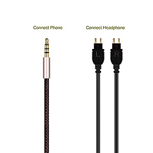 Audio Cable Replacement with in-Line Mic and Remote Volume Control - Compatible with Sennheiser HD525 HD545 HD565 HD580 HD600 HD650 Headphone and iPhone iPod ipad Apple Devices