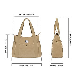 Phenas Women's Tote Shoulder Bag With Zipper Canvas Handbag Top Handle Satchel Bags Large Capacity Shopping Bag Travel Commuter Tote Bag Pool Beach Bags