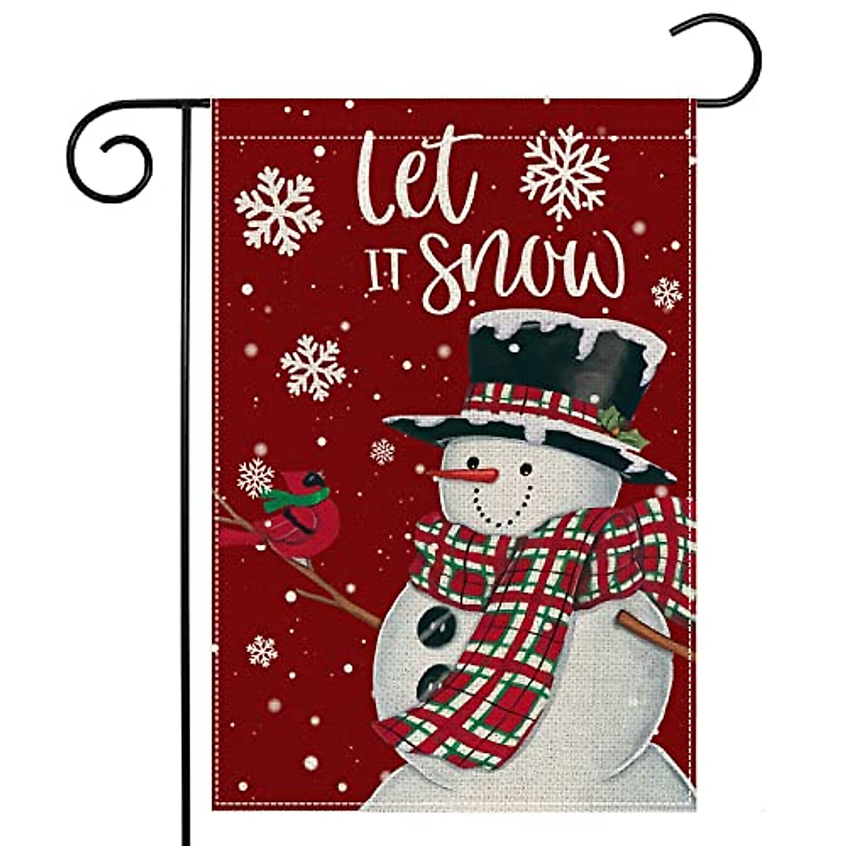 LARMOY Christmas Winter Garden Flag Snowman with Let It Snow Cardinal and Snowflake,12×18 Vertical Double Sided,Small Holiday Decor for Yard Rustic Farmhouse Outdoor