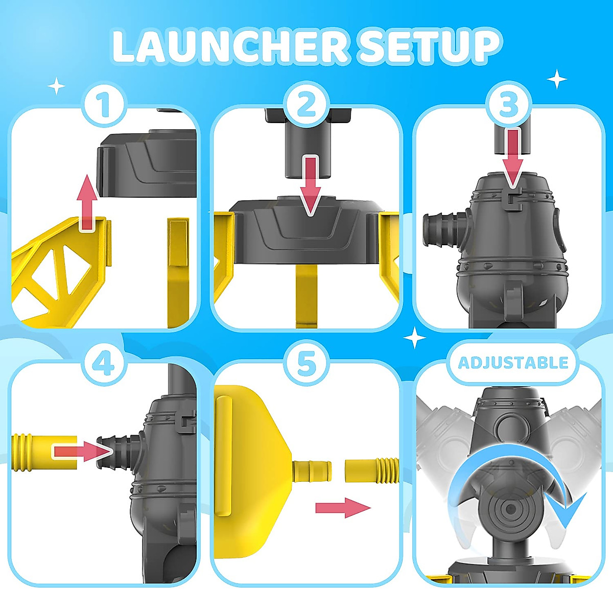 SpringFlower Toy Rocket Launcher for Kids, 2 Sturdy Rocket Launchers, 8 Colorful Foam Rockets, Fun Outdoor Toy for Kids, Gift for Boys & Girls Age 3, 4, 5, 6, 7, 8+ Years Old