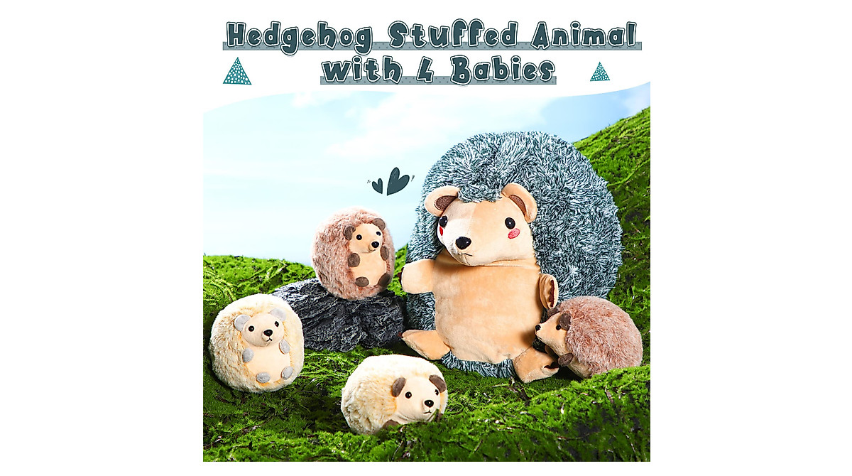 5 Piece Hedgehog Plush Toy Set - Soft, Cuddly for Kids & Gift