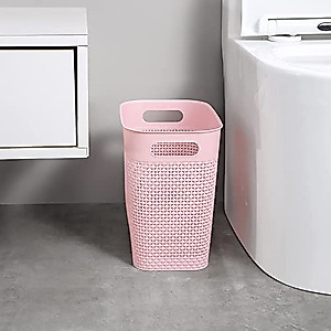 UUJOLY Plastic Trash Can Wastebasket, Garbage Container Basket for Bathrooms, Kitchens, Offices, Kids Rooms (Pink, 3 Gallon), 1 Pack