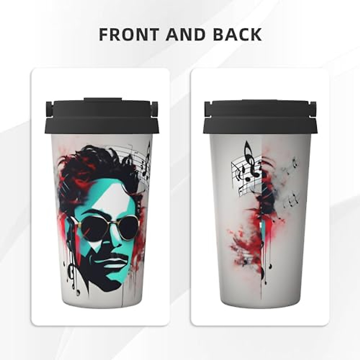 WANGXUEE Music Note Print 500ml Stainless Steel Travel Tumbler Double Wall Vacuum Insulated Coffee Mug