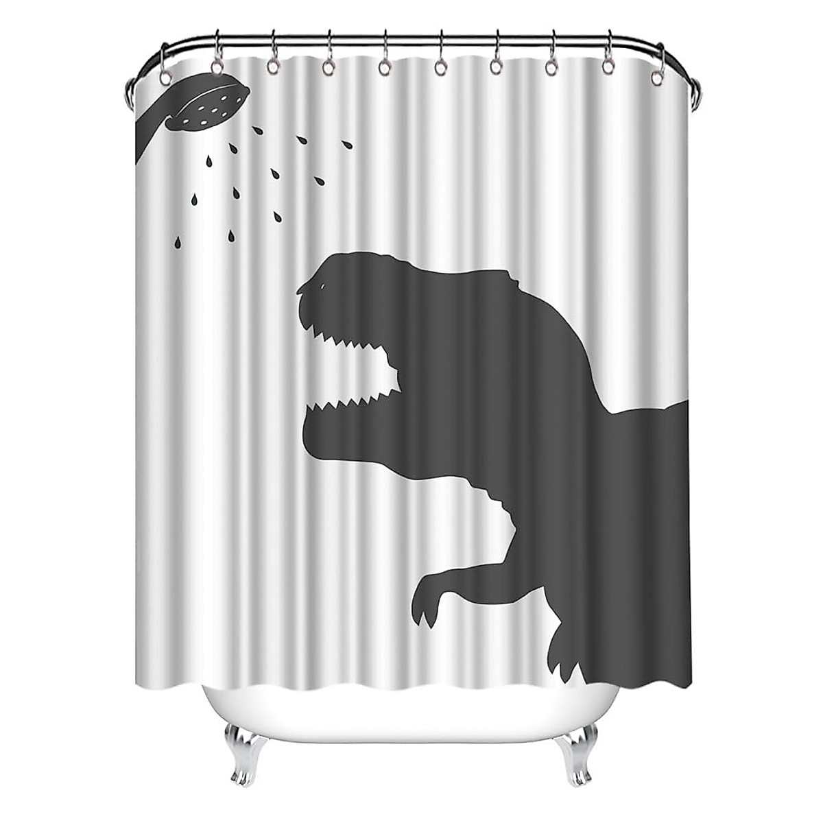 VividHome Animal Dinosaur Fabric Shower Curtain Dinosaur Silhouette Waterproof Polyester Fabric Bathroom Set with Hooks Animal Home Decor 72x72IN