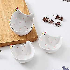 Yeexoxow Ceramic Soy Sauce Dishes, Cute Chicken Shaped, Small Dipping Bowls 3 oz, Mini Sauce Bowls Set of 4, Fun Chicken Gift for Chicken Lovers