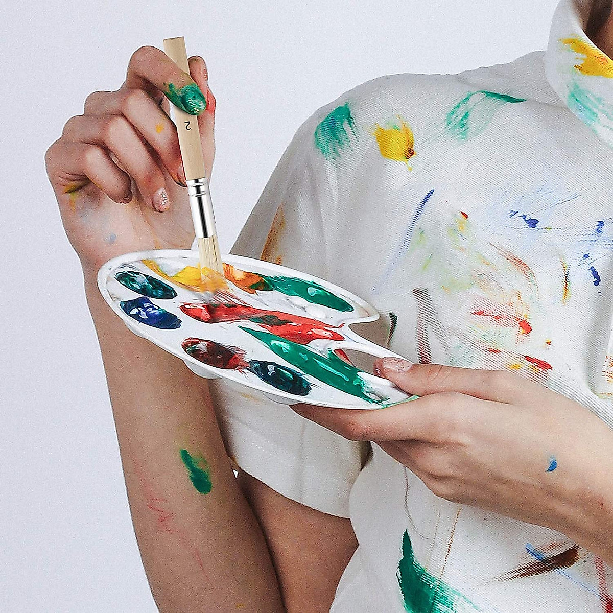 LUTER 6Pcs Wooden Stencil Brushes, Natural Bristle Stencil Brushes for Acrylic Painting, Oil Painting, Watercolor Painting, Card Making, DIY Art Crafts Project (3 Sizes)