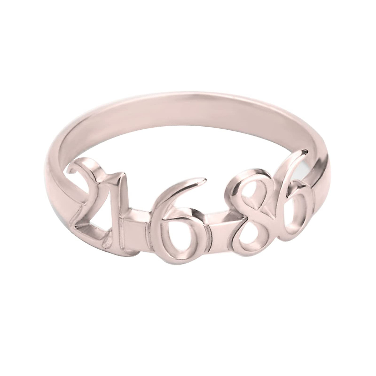 Suxerlry Sterling Silver 925 Personalized Date Number Plated Custom Stacking Rings Jewelry Rose Gold