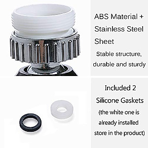 Kaxich 360°Swivel Faucet Tap Aerator, Adjustable 3 Mode Water-saving Faucet Splash-proof Filter Tap Booster for Bathroom Kitchen