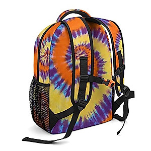Aicihert Custom Orange Tie Dye Backpack Personalized Name Text Backpack Daypacks Customized BookBags School Bag for Student Boys Girls
