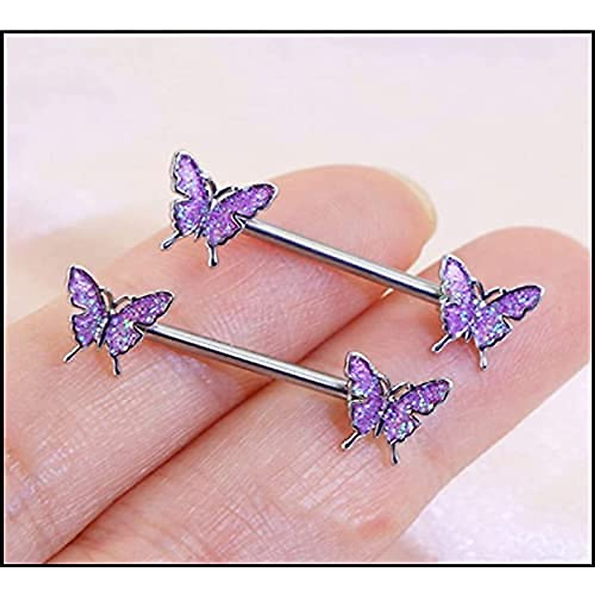 2022 Charm Butterfly Nipple Barbell 14g Colorful Charming Nipple Piercing Animals Jewelry Nipple Ring Bar Body Piercing Jewelry for Women -Style 1