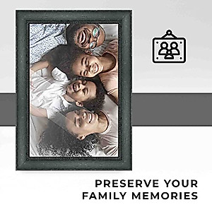 19x20 Frame Black Real Wood Picture Frame Width 2 Inches | Interior Frame Depth 0.5 Inches | Beaded Black Distressed Photo Frame Complete with UV Acrylic, Foam Board Backing & Hanging Hardware