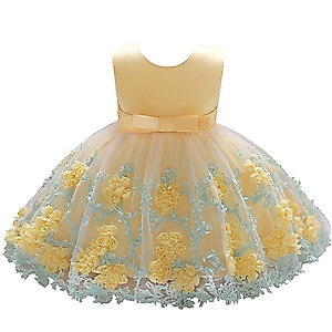 Dressy Daisy Baby Girls Wedding Flower Girl Pageant Dress Party Tulle Skirt for Special Occasion Size 18-24 Months Yellow