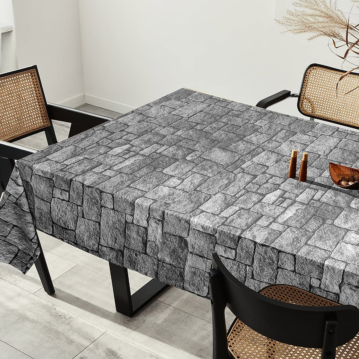 Chuangdi Brick Stone Wall Stone Wall Scene Setter Brick Sheet Wallpaper Curtains Door Removable Brick Tablecloth Photo for Halloween Mardi Gras Party Home Decoration(4.5 x 33 Ft, 6 Sheet)