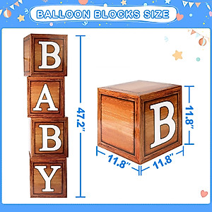 Party Spot！Bear Baby Shower Decorations Boy,80 pcs Balloons,4 Wood Grain Blocks with Letter,"We can bearly wait" Backdrop,Banner,Tablecloth,Balloon Pump, Blue Brown Bear Theme