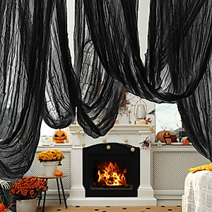 600" x 85" Halloween Creepy Cloth - Black Halloween Spooky Fabric Cloth - Large Creepy Spooky Halloween Decorations for Haunted House Window Backdrops Garden Halloween Party Yard Wall Doorway