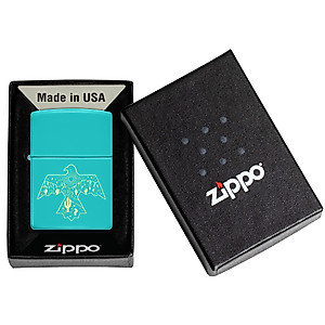 Zippo Thunderbird Western Design Flat Turquoise Pocket Lighter
