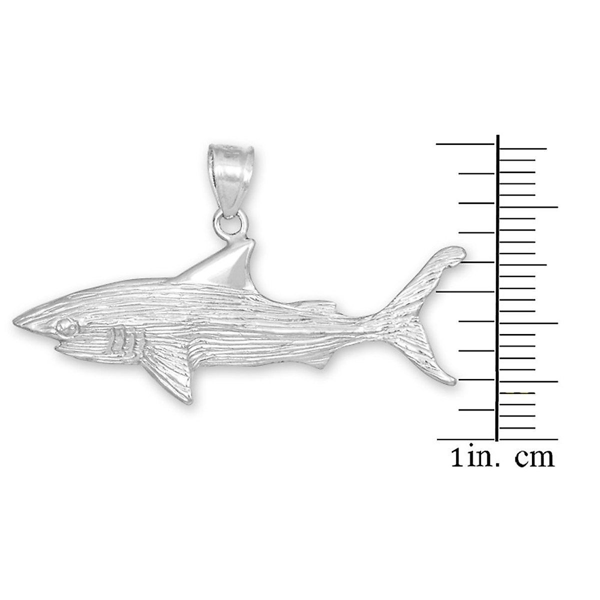 Sterling Silver Textured Charm Great White Shark Pendant