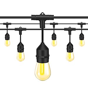 Hassoft S14 Outdoor String Lights - 28 LED Bulbs (3 spares), Outdoor Lights - 48.5 Ft, Patio Lights - Material Upgrade, Certified as Commercial Outdoor Lighting Products by ETL