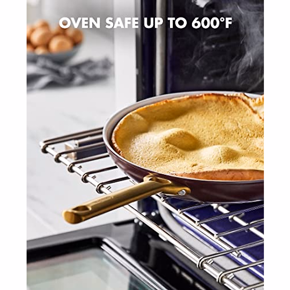 GreenPan Reserve Hard Anodized Healthy Ceramic Nonstick 8" and 11" Frying Pan Skillet Set, Gold Handle, PFAS-Free, Dishwasher Safe, Oven Safe, Merlot Red