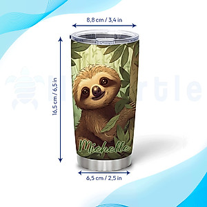 Hyturtle Personalized Gifts For Sloth Lover - I Just Freaking Love Sloths Custom Name Stainless Steel Tumbler 20oz With Lid - Idea Animal Lover Gifts For Women Girl On Birthday, Christmas