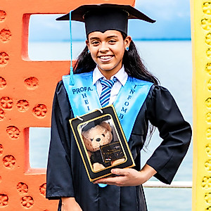 ZJoey Bear with Graduation Cap Toys Class of 2025 Graduation Plush Stuffed Teddy Bear Animal Dog Graduation Cap and Gown with Greeting Card and Bag for Graduation Day Gift(Black Graduation Bear)