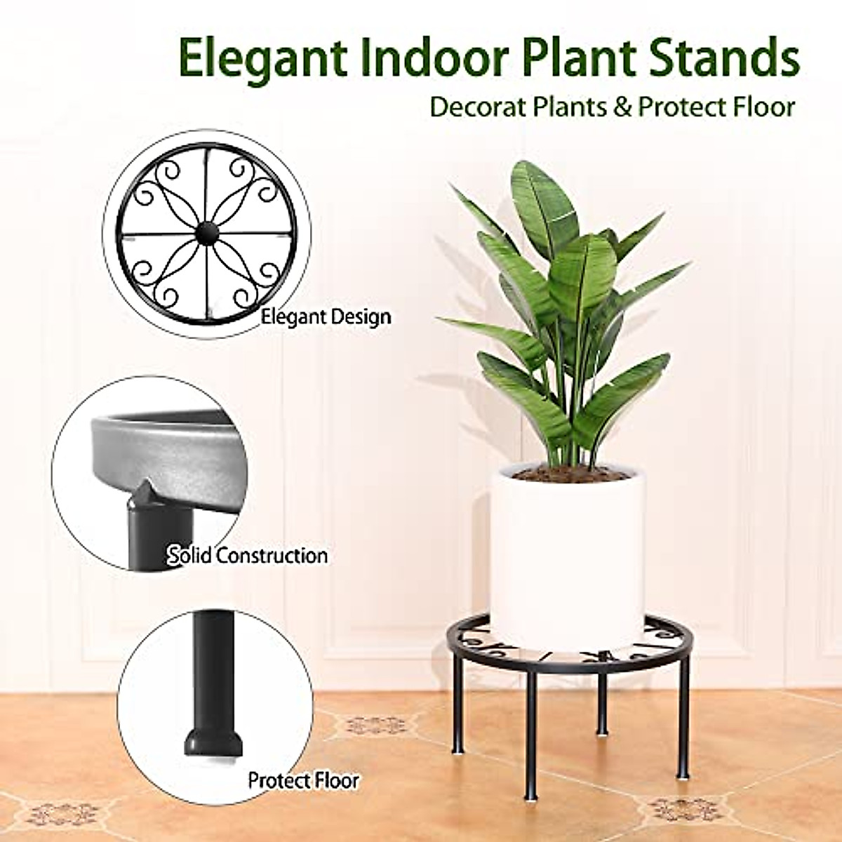 CADANI 5-Pack Decent Metal Plant Stands, Anti-Rust Iron Flower Pot Stand, Heavy Duty Plant Pot Shelf, Decoration Racks for Home Indoor and Outdoor