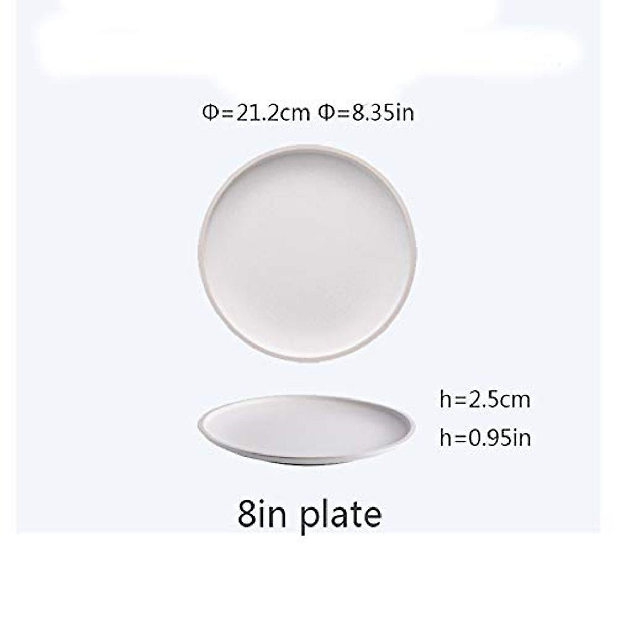 Ceramic Dinner Plates Everyday Use Breakfast Plate, Matte Glazed Dessert, Salad, Appetizer plate, 8 Inch Round Steak plate, Four Soft Color Salad Pasta Dinner Plates (Color : Gray, Size : 2pack)