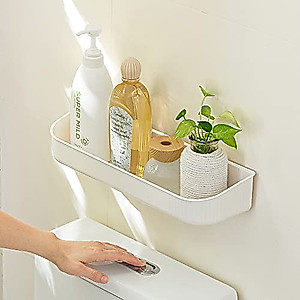 Poeland Bathroom Shelf with Towel Bar, Wall Mounted Shower Storage Organizer Shower Caddy for Bathroom Living Room Kitchen