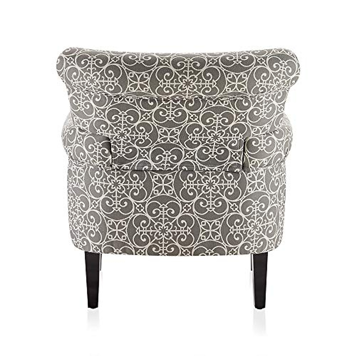 BELLEZE Upholstered Wingback Accent Chair, Fabric Armchair Club Chair, Nailhead Trim High Back Patterned Corner Chair for Living Room Bedroom - Rosette (Gray)