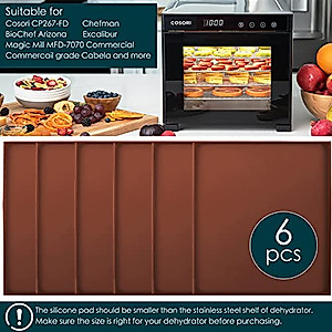 6PCS Silicone Dehydrator Mats with Edge NonStick Square Dehydrator Trays for Cosori CP267-FD,High Temperature Resistance Reusable for Meat Vegetables Fruit Food