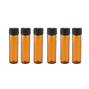 24PCS Empty Mini Amber Glass Essential Oil Bottles with Black Screw Cap and Orifice Reducer Sample Trial Packing Perfumes Lab Chemicals Cosmetic Containers Makeup Vials Travel Set(5ML/0.17OZ)